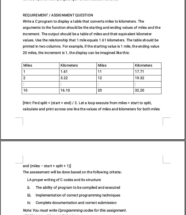 Solved REQUIREMENT / ASSIGNMENT QUESTION Write a C program | Chegg.com