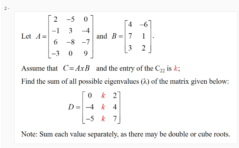 Solved Let A=⎣⎡2−16−3−53−800−4−79⎦⎤ and B=⎣⎡473−612⎦⎤. | Chegg.com