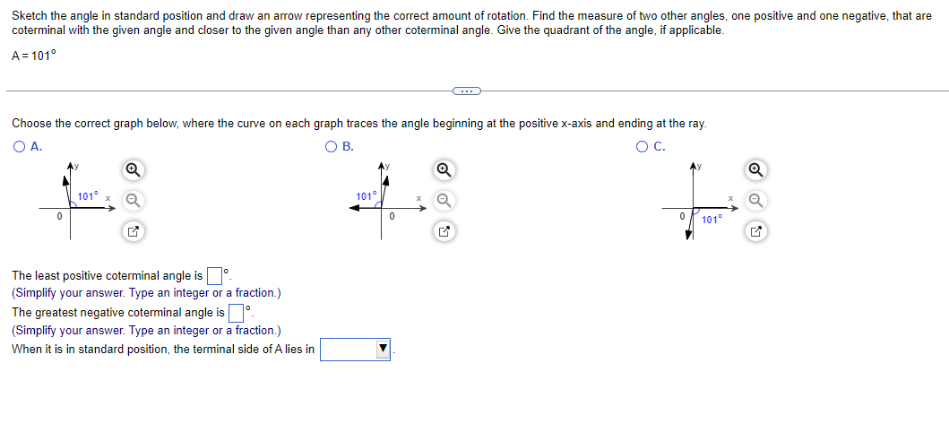 [Solved]: Sketch the angle in standard position and draw a