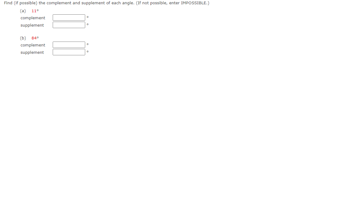 Solved Find (if possible) ﻿the complement and supplement of | Chegg.com