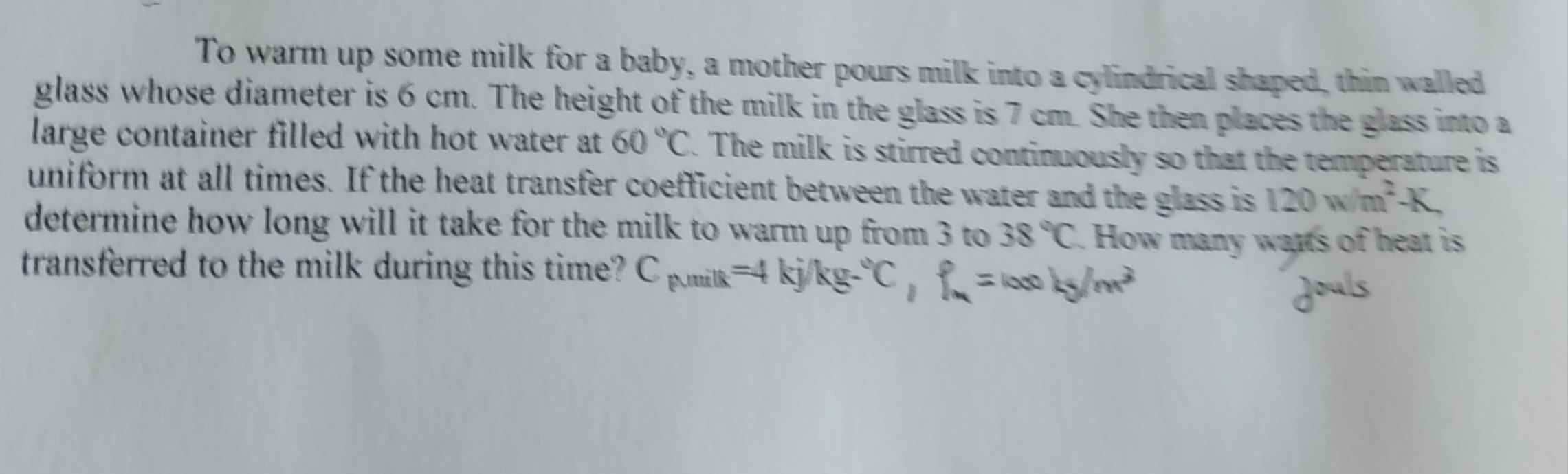 Solved To warm up some milk for a baby, a mother pours milk | Chegg.com