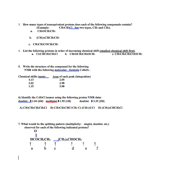 Solved 3. How many types of nonequivalent protons does each | Chegg.com