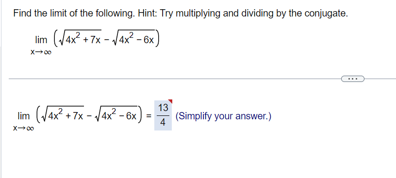 Solved Show me the steps to solve Find the limit of the | Chegg.com
