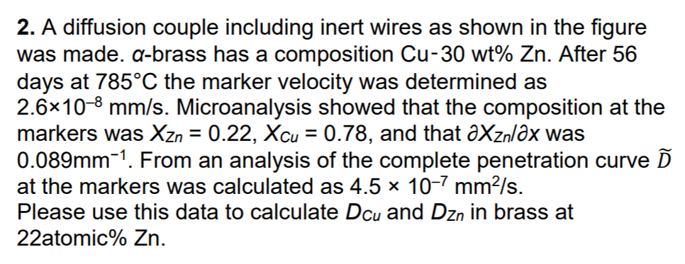 2. A diffusion couple including inert wires as shown | Chegg.com