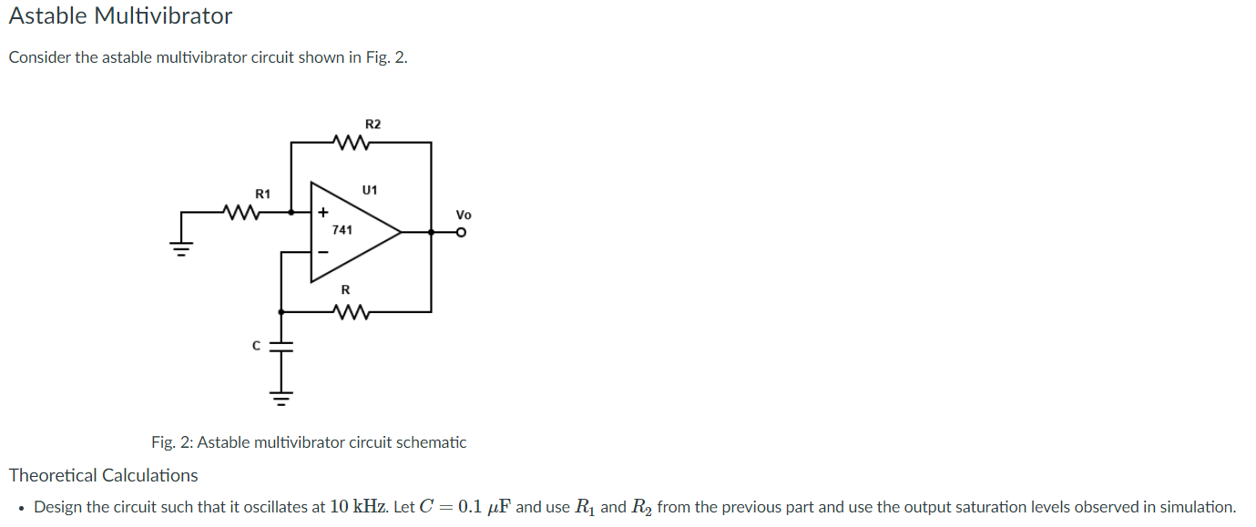 Solved Astable Multivibrator Consider the astable | Chegg.com
