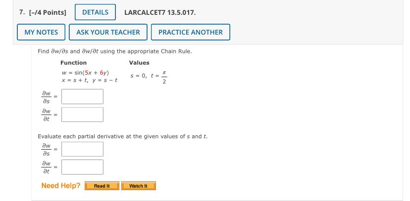 Solved 7. (-14 Points) DETAILS LARCALCET7 13.5.017. MY NOTES | Chegg.com Solved 7. (-14 Points) DETAILS LARCALCET7 13.5.017. MY NOTES | Chegg.com
