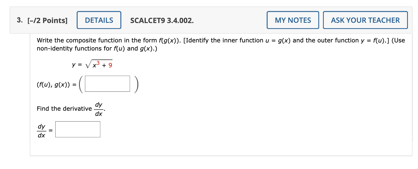 Solved Write the composite function in the form f(g(x)). | Chegg.com