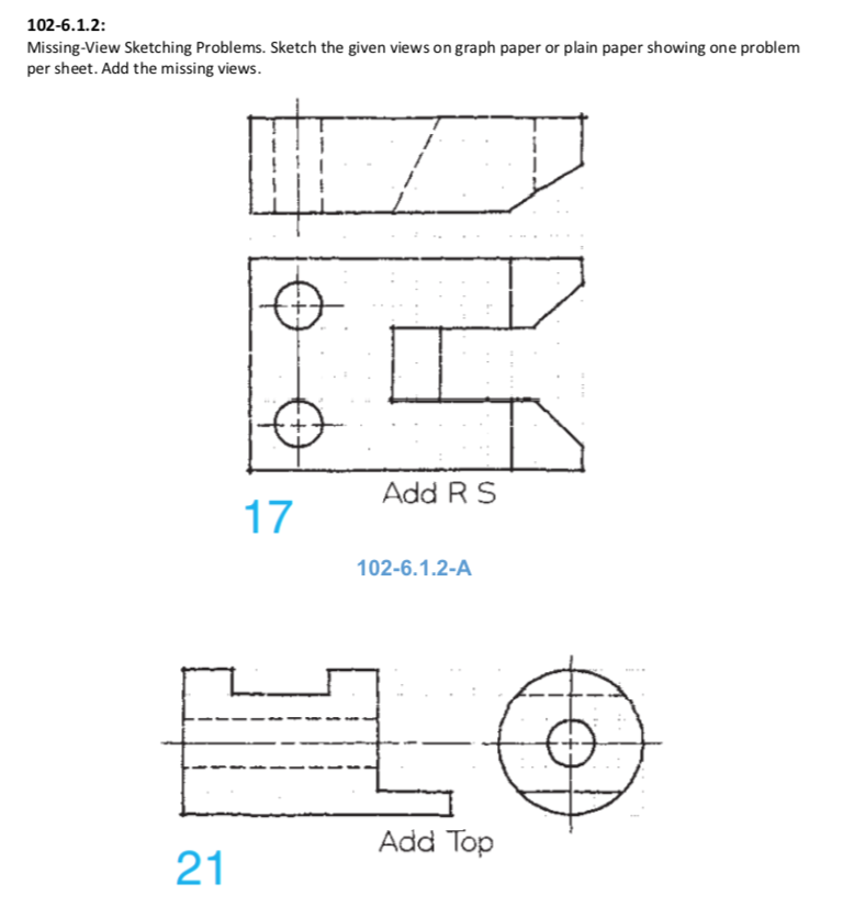 Solved 102-6.1.2: Missing-View Sketching Problems. Sketch | Chegg.com