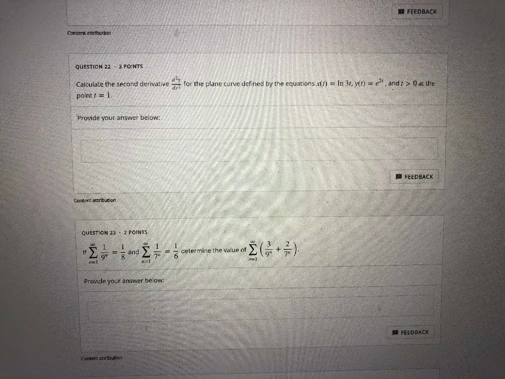 Solved FEEDBACK Content attribution QUESTION 22 3 POINTS | Chegg.com
