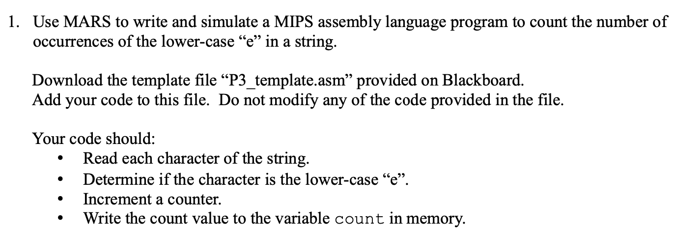 1 Use Mars To Write And Simulate A Mips Assembly 