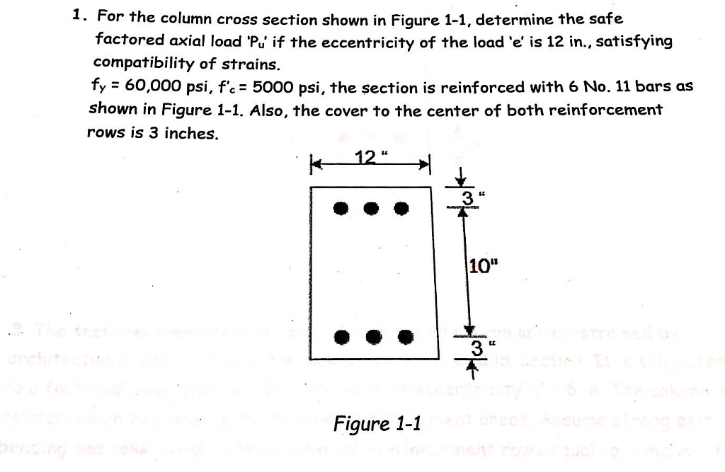 Solved 1. For the column cross section shown in Figure 1-1, | Chegg.com