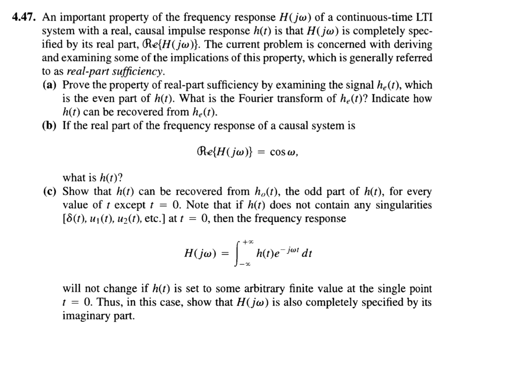 47. An important property of the frequency response | Chegg.com