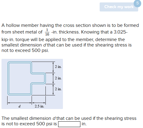 Solved A hollow member having the cross section shown is to | Chegg.com