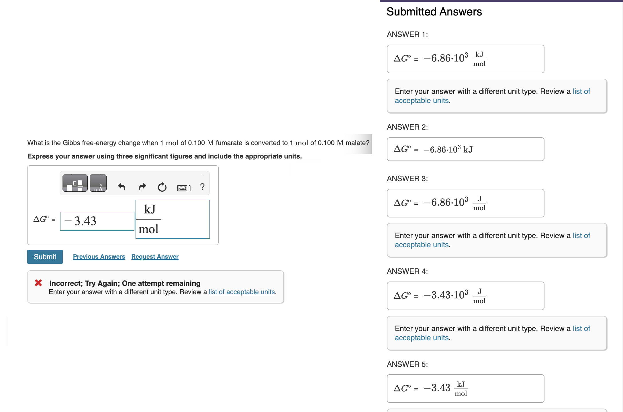 Solved Submitted Answers ANSWER 1: Enter your answer with a | Chegg.com