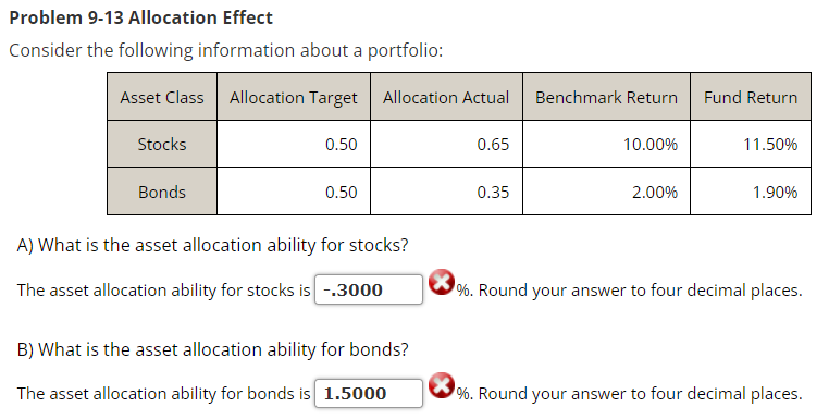Solved Problem 9-13 Allocation Effect Consider the following | Chegg.com
