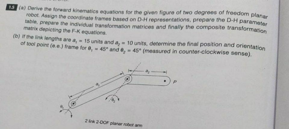 Solved 15 (a) Derive the forward kinematics equations for | Chegg.com