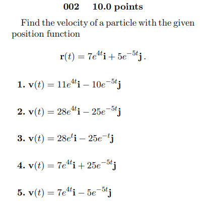 Solved Find the velocity of a particle with the given | Chegg.com