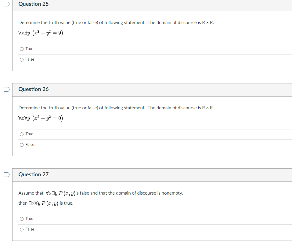 Solved Question 25 Determine The Truth Value True Or False