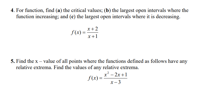 Solved 4. For function, find (a) the critical values; (b) | Chegg.com
