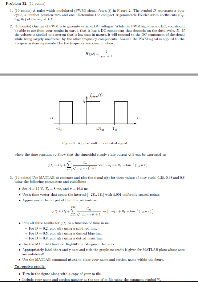 Solved Problem 32: (34 points) 1. (10 points) A pulse width | Chegg.com