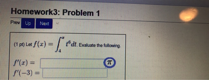 Solved Let f(x) = integral^x_4 t^6 dt. Evaluate the | Chegg.com
