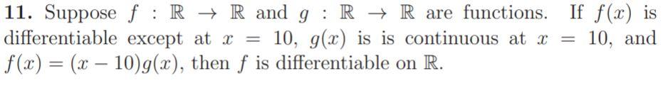Solved 11. Suppose f: R + R and g : R + R are functions. If | Chegg.com