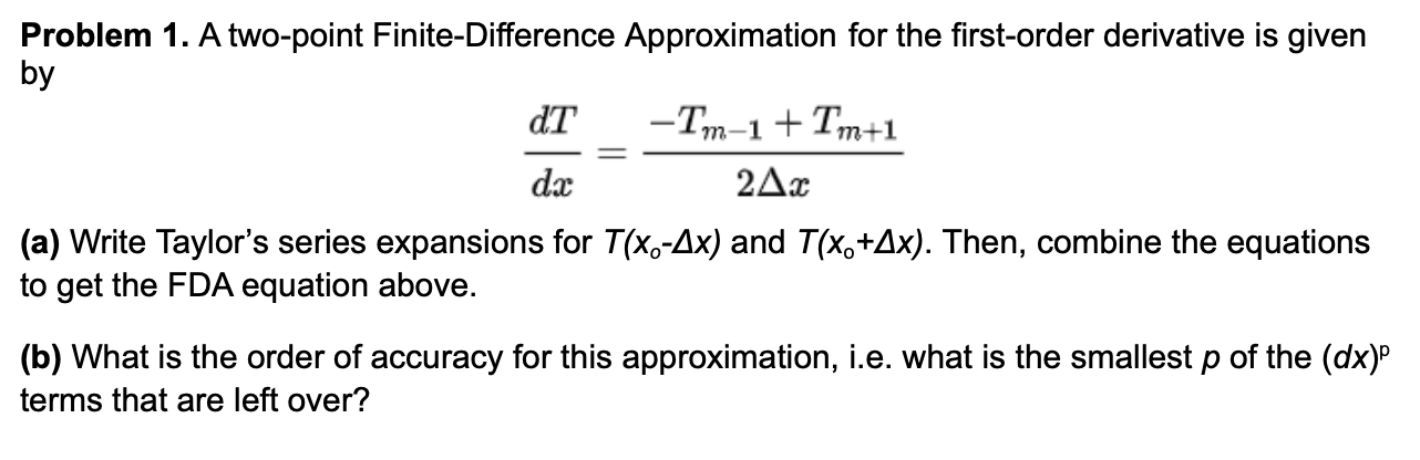 Solved Problem 1. A two-point Finite-Difference | Chegg.com