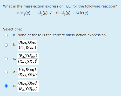 Solved What is the mass-action expression, Qp, for the | Chegg.com