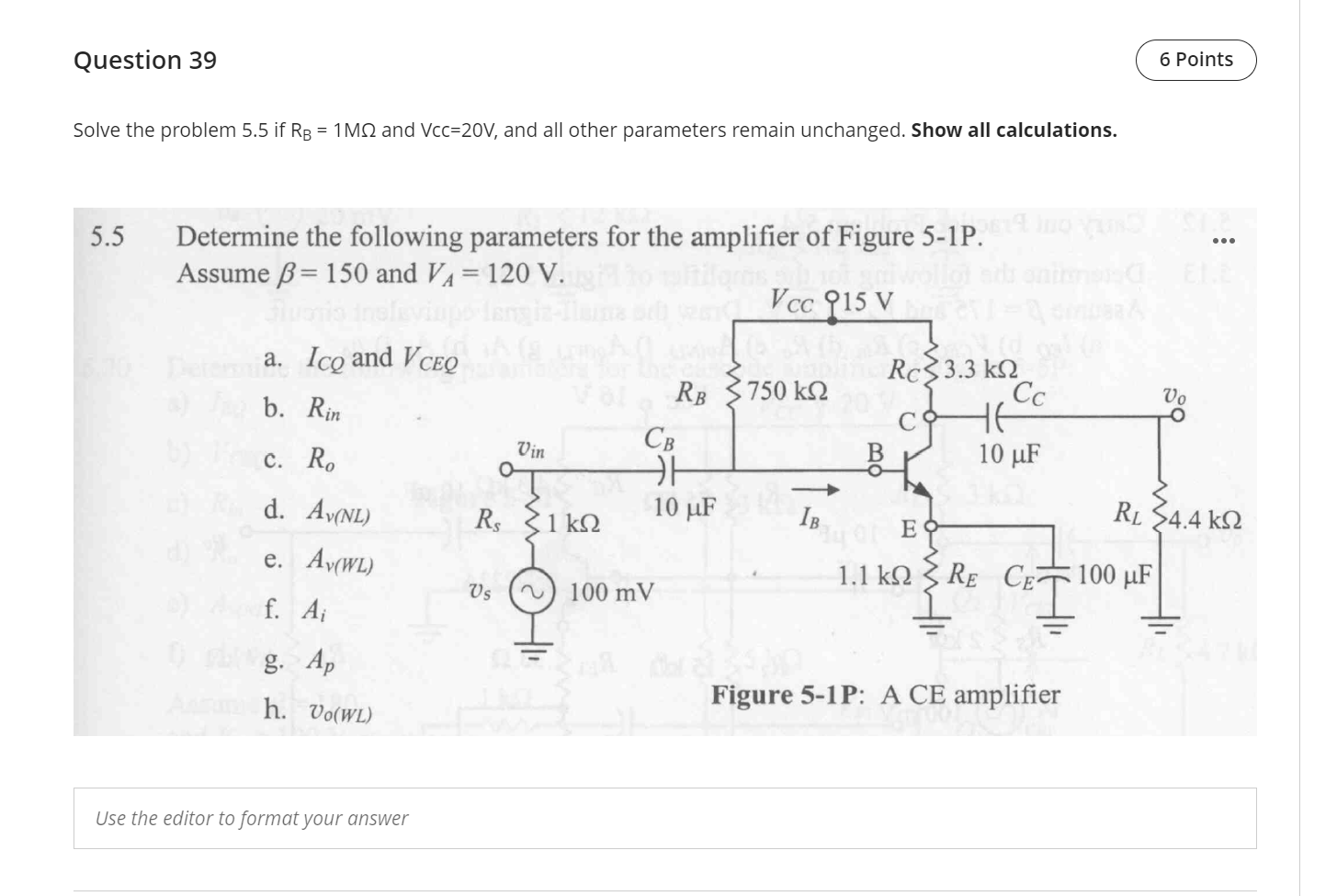 Solved Solve the problem 5.5 if RB=1MΩ and Vcc=20 V, and all | Chegg.com