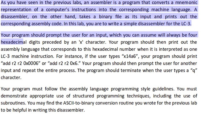 Solved As you have seen in the previous labs, an assembler | Chegg.com