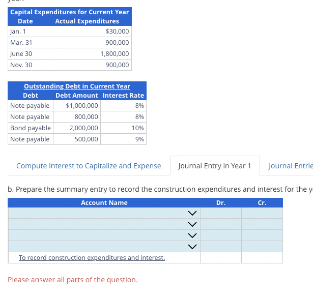 Solved Compute Interest to Capitalize and Expenseb. ﻿Prepare | Chegg.com