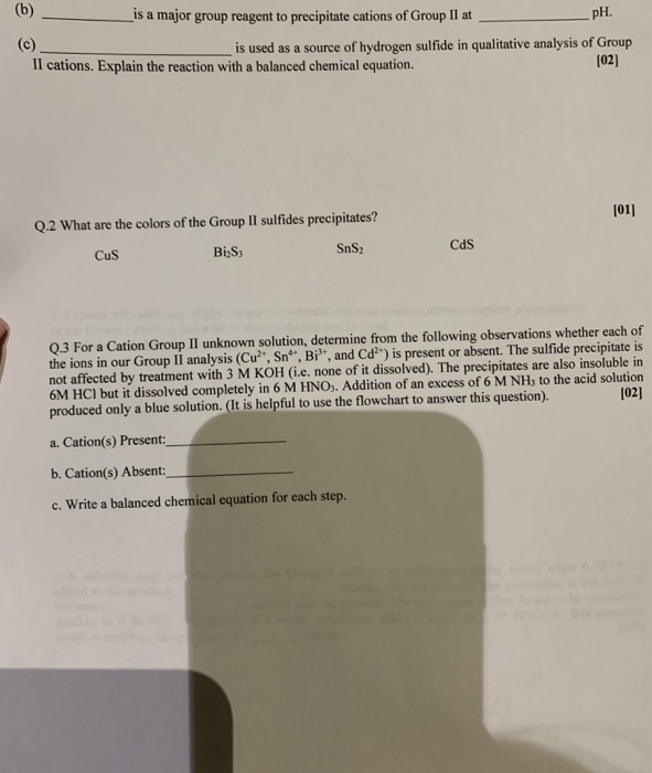 Solved _is a major group reagent to precipitate cations of | Chegg.com