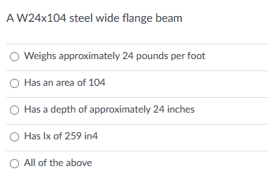 Solved A W24×104 steel wide flange beam Weighs approximately | Chegg.com