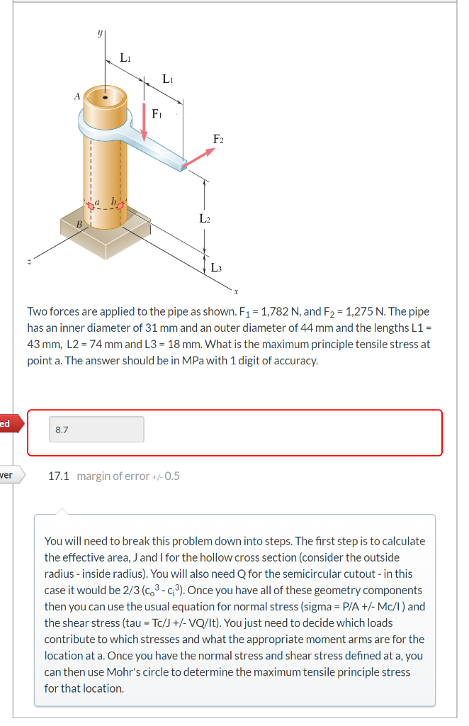 Solved Li Li F1 F2 L2 Two forces are applied to the pipe as | Chegg.com