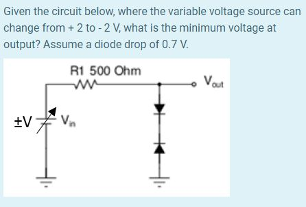 Solved Given the circuit below, where the variable voltage | Chegg.com