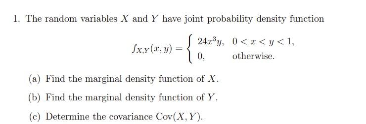 Solved The random variables X and Y have joint probability | Chegg.com