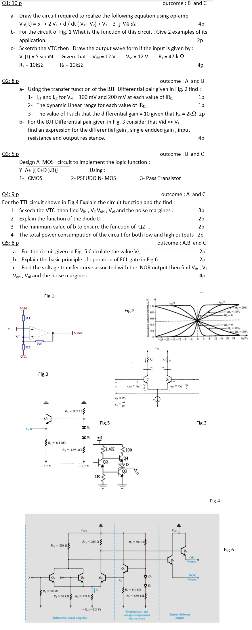 Solved Q1: 10 p outcome: B and C a- Draw the circuit | Chegg.com
