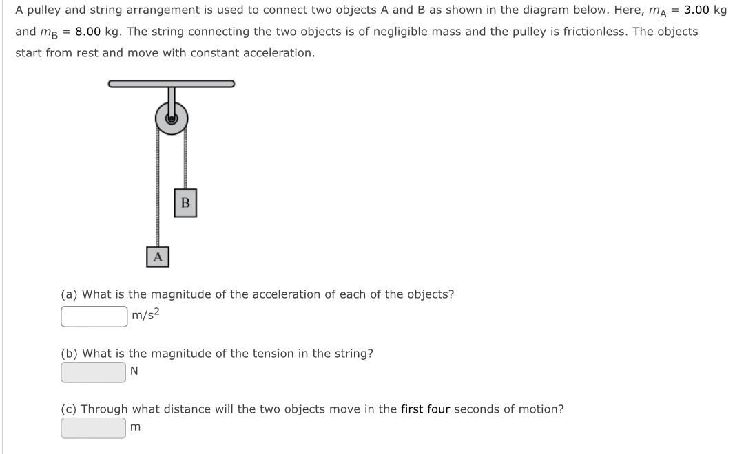 Solved A pulley and string arrangement is used to connect | Chegg.com