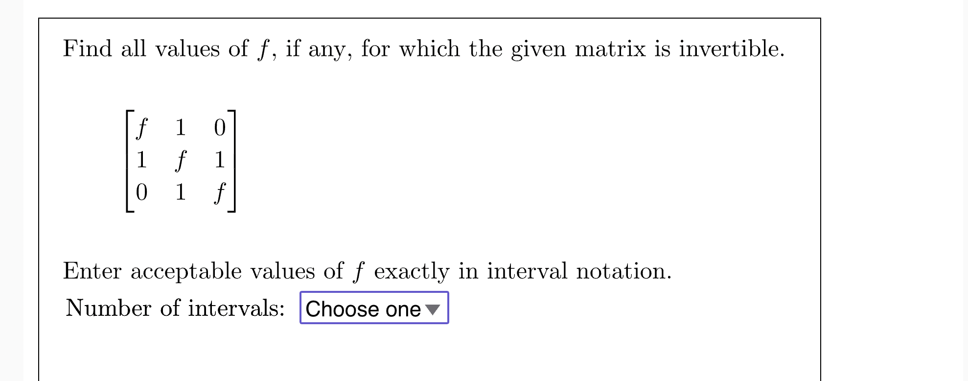 Solved Find all values of f, ﻿if any, for which the given | Chegg.com