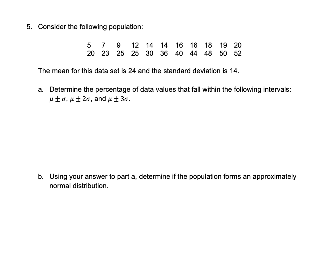 Solved Consider the following population:The mean for this | Chegg.com