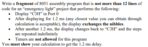 Solved Write a fragment of 8051 assembly program that is not | Chegg.com