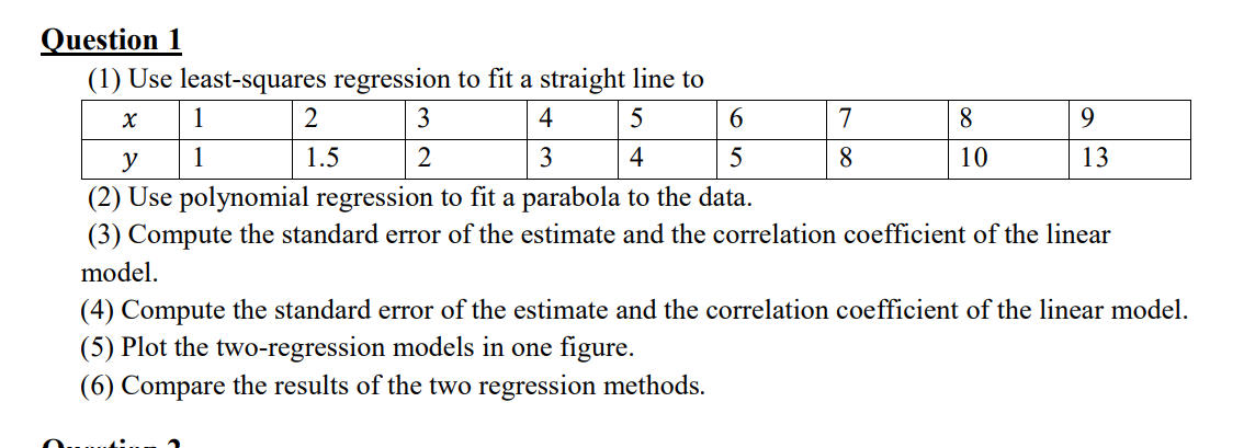 Solved (1) Use least-squares regression to fit a straight | Chegg.com