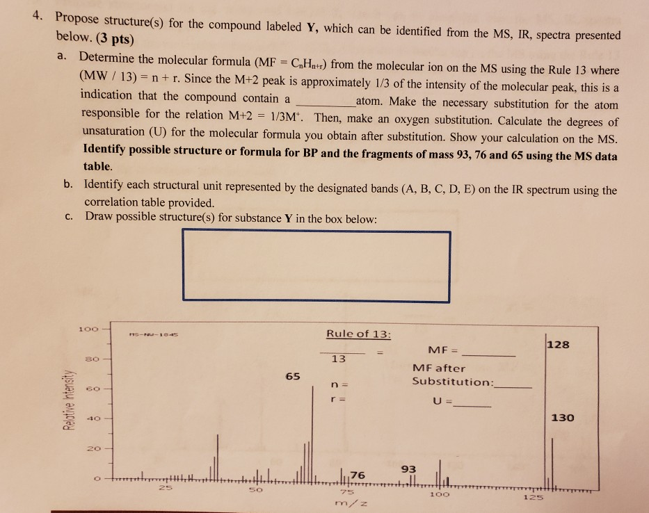 Solved 4. Propose structure(s) for the compound labeled Y, | Chegg.com