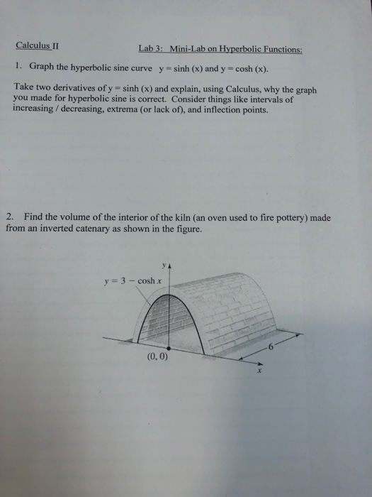 Solved Calculus II Lab 3: Mini-Lab on Hyperbolic Functions: | Chegg.com