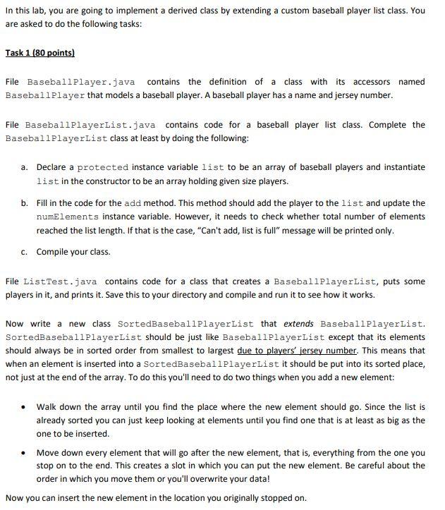 Solved In this lab, you are going to implement a derived | Chegg.com