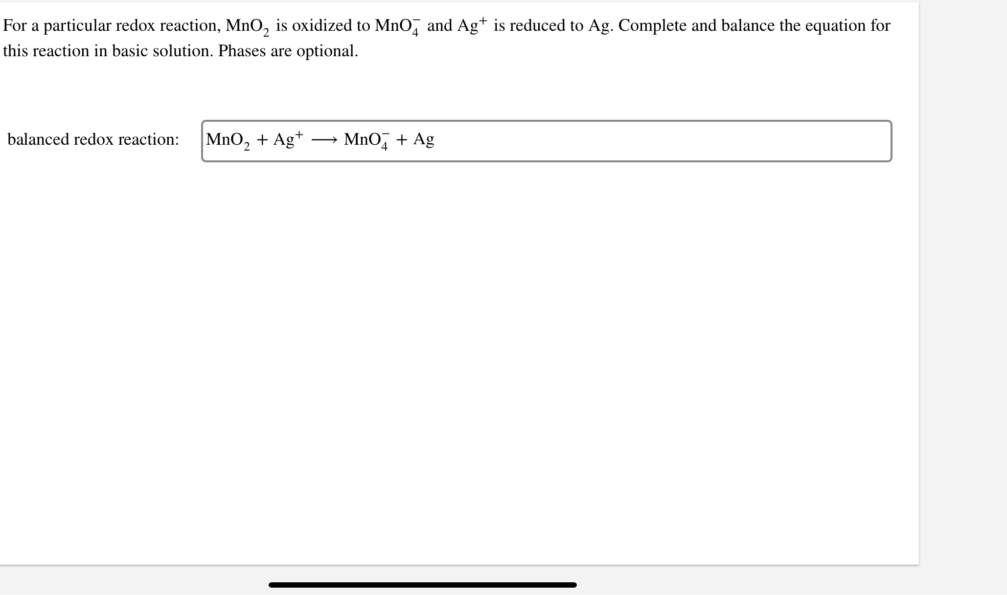 For a particular redox reaction, MnO2 is oxidized to | Chegg.com