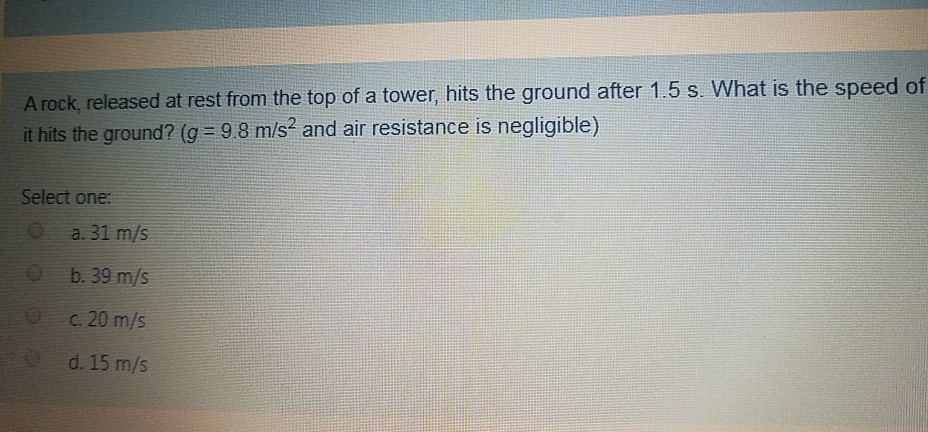 Solved A rock, released at rest from the top of a tower, | Chegg.com