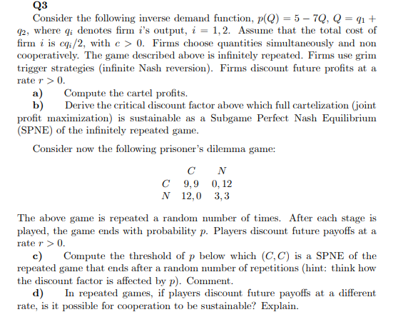 Solved Q3 Consider the following inverse demand function, | Chegg.com