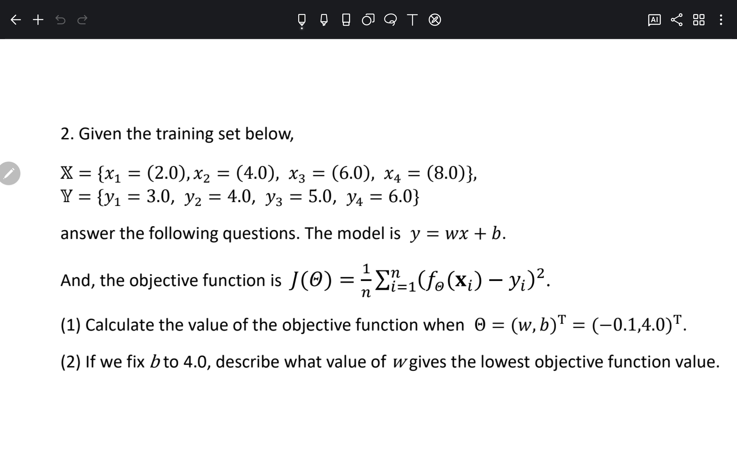Solved Given The Training Set Below Chegg