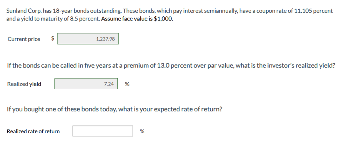 Solved Using the information above, what is the Realized | Chegg.com